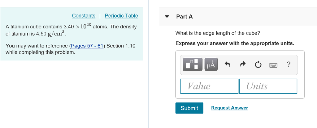 Solved Constants | Periodic Table Part A A titanium cube | Chegg.com Solved Constants | Periodic Table Part A A titanium cube | Chegg.com