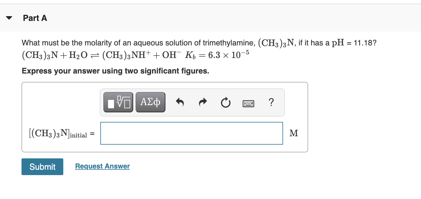 Solved Part A What must be the molarity of an aqueous | Chegg.com