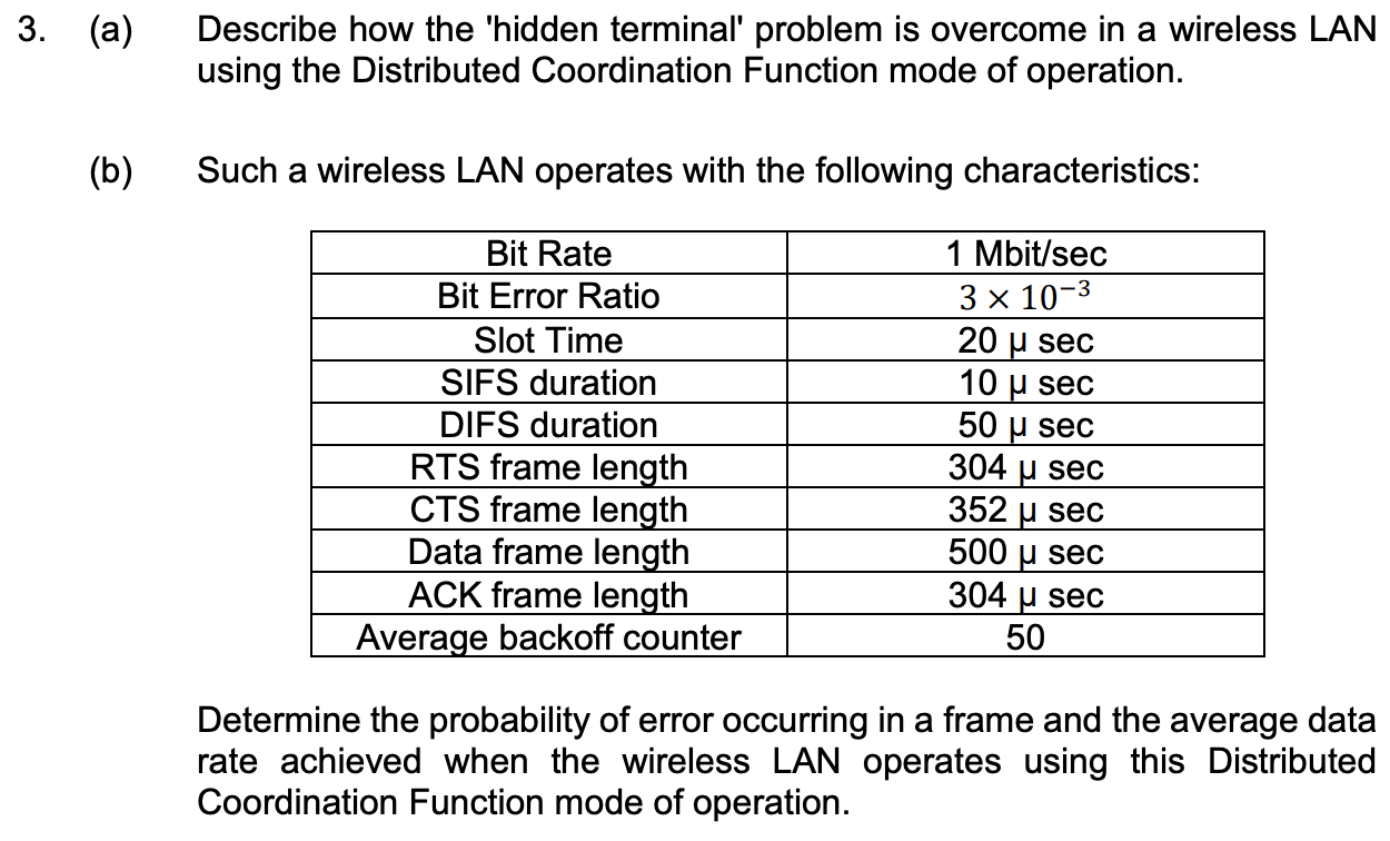 Solved (a) ﻿Describe how the 'hidden terminal' problem is | Chegg.com