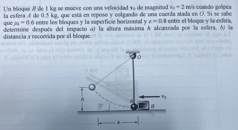 Solved Un bloque B de 1 kg se mueve con una velocidad v0 de | Chegg.com Solved Un bloque B de 1 kg se mueve con una velocidad v0 de | Chegg.com