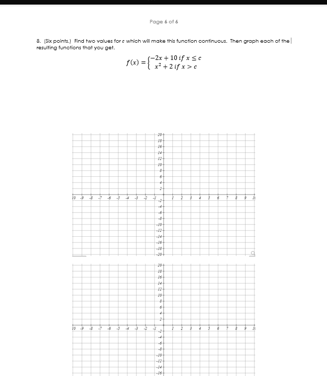 Solved Page 6 of 6 3. (six points.) Find two values for a | Chegg.com
