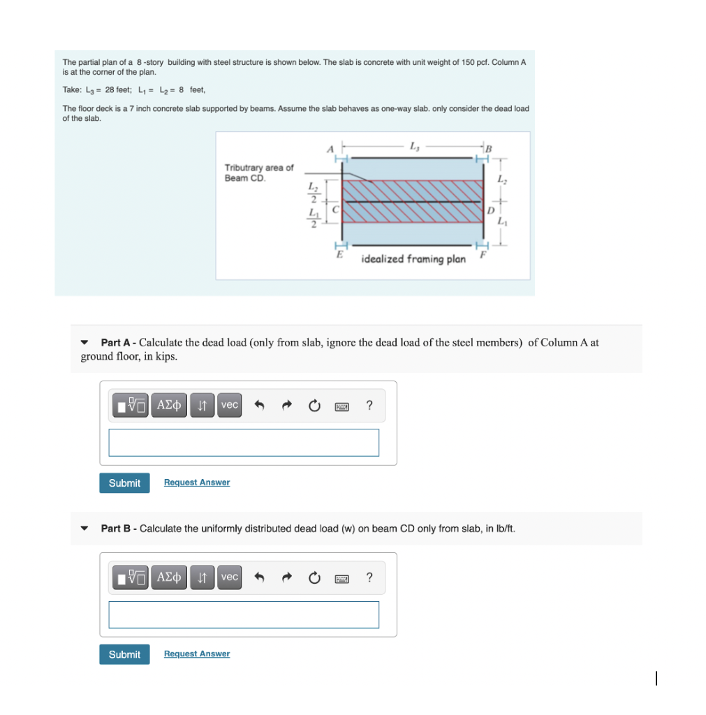 Solved The partial plan of a 8-story building with steel | Chegg.com