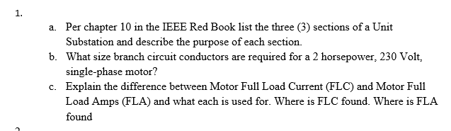 Solved a. Per chapter 10 in the IEEE Red Book list the three | Chegg.com