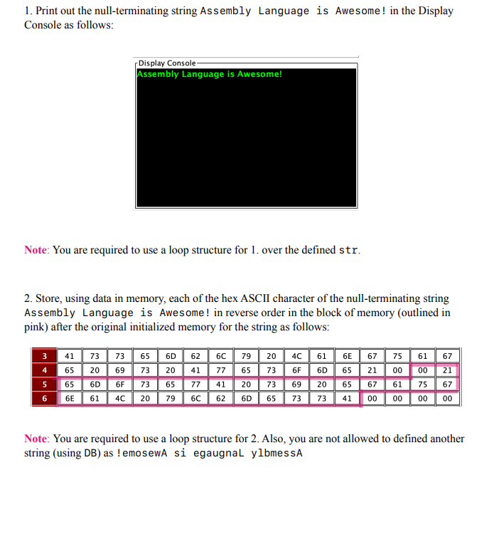 Solved 1 Print Out The Null Terminating String Assembly 