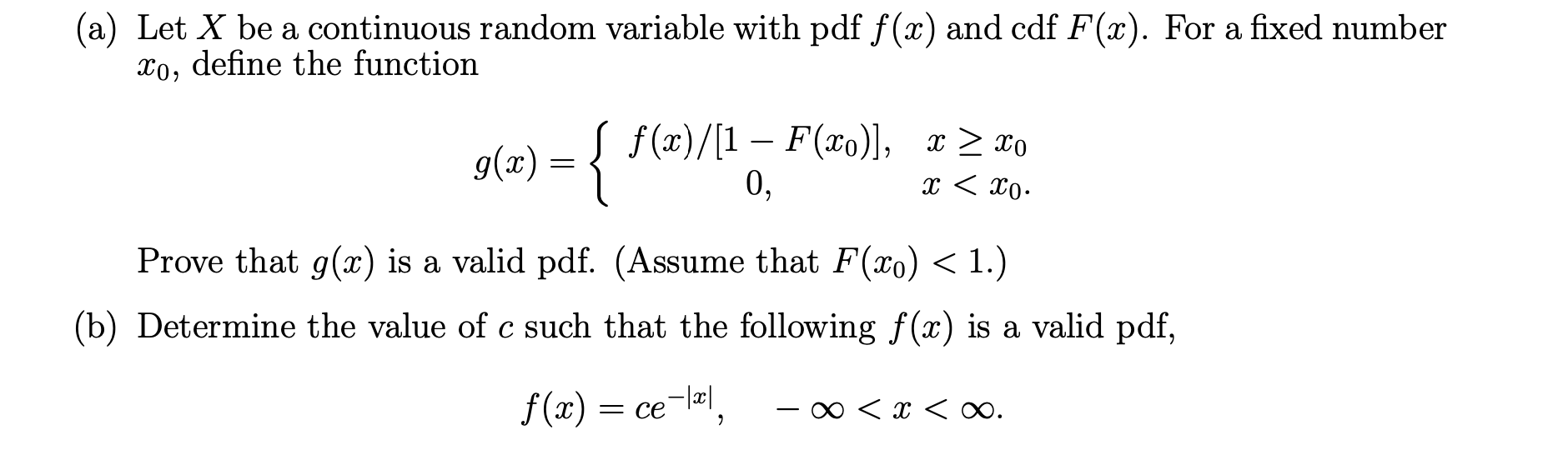 Solved (a) Let X be a continuous random variable with pdf | Chegg.com