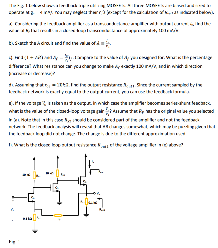 Solved The Fig. 1 below shows a feedback triple utilizing | Chegg.com