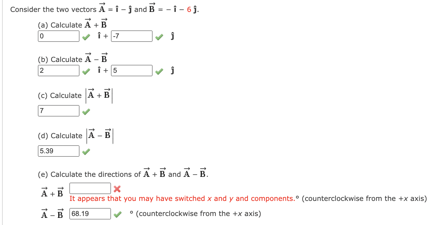 Solved Consider the two vectors vec(A)=hat(i)-hat(j) ﻿and | Chegg.com