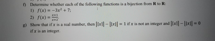 Solved f) Determine whether each of the following functions | Chegg.com