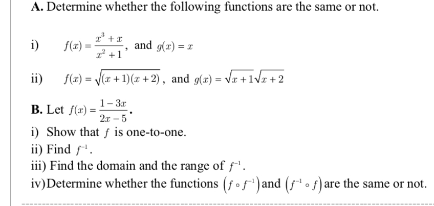 Solved i) f(x)=x2+1x3+x, and g(x)=x ii) f(x)=(x+1)(x+2), and | Chegg.com