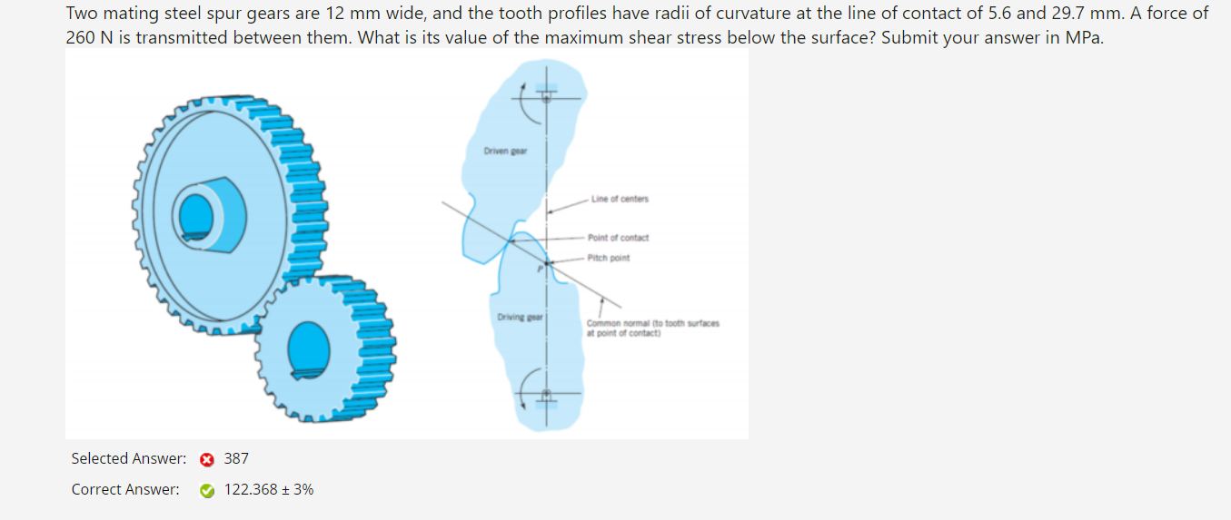 Solved Two mating steel spur gears are 12 mm wide, and the | Chegg.com