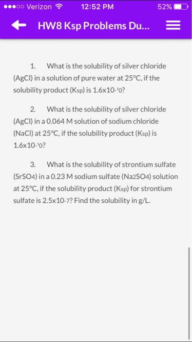 Solved What is the solubility of silver chloride (AgCI) in a | Chegg.com