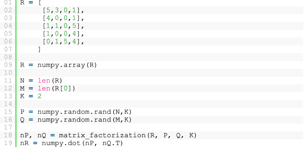 1 import numpy 02 03 def matrix_factorization (R, P, | Chegg.com