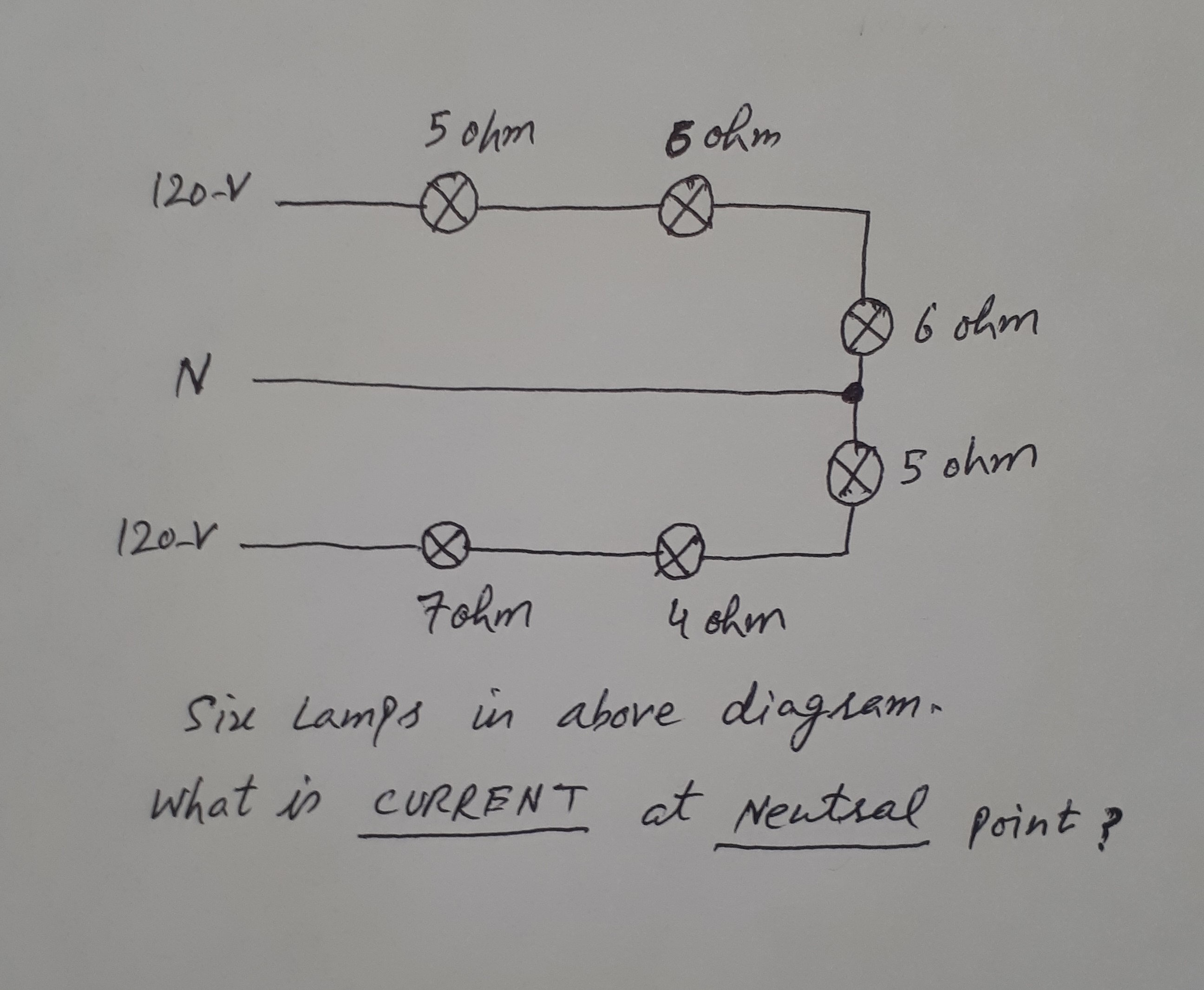 Solved Six Lamps in above diagram. What is CURRENT at | Chegg.com