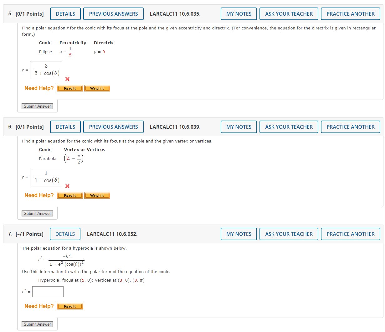 Solved form.) Conic Eccentricity Directrix Ellipse \\( | Chegg.com