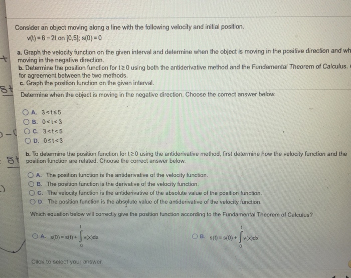 Solved Consider an object moving along a line with the | Chegg.com