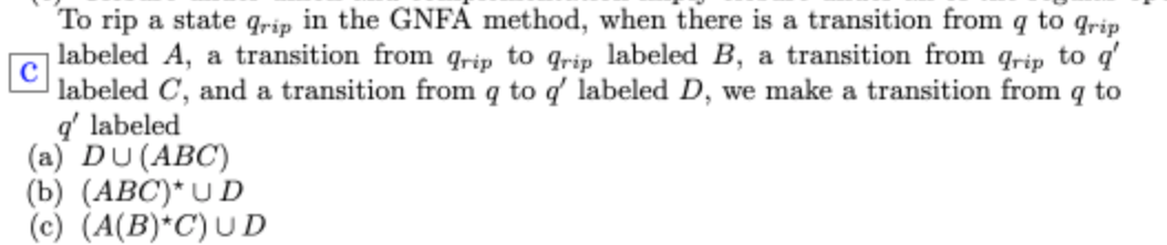 To rip a state grip in the GNFA method, when there is | Chegg.com