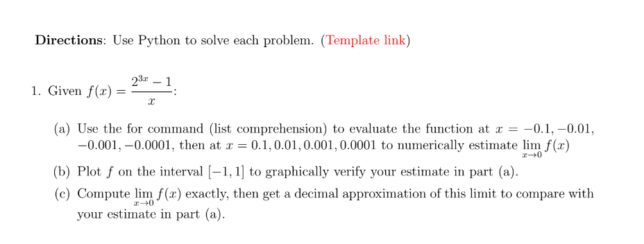 Solved Directions: Use Python to solve each problem. | Chegg.com
