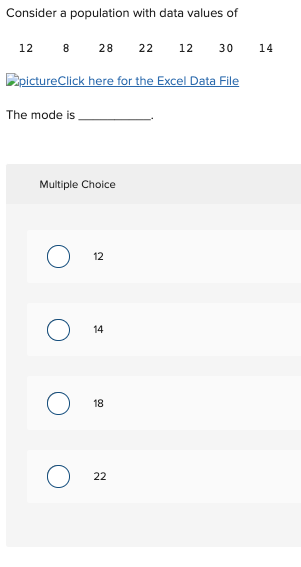 Solved Consider a population with data values of 12828221230 | Chegg.com