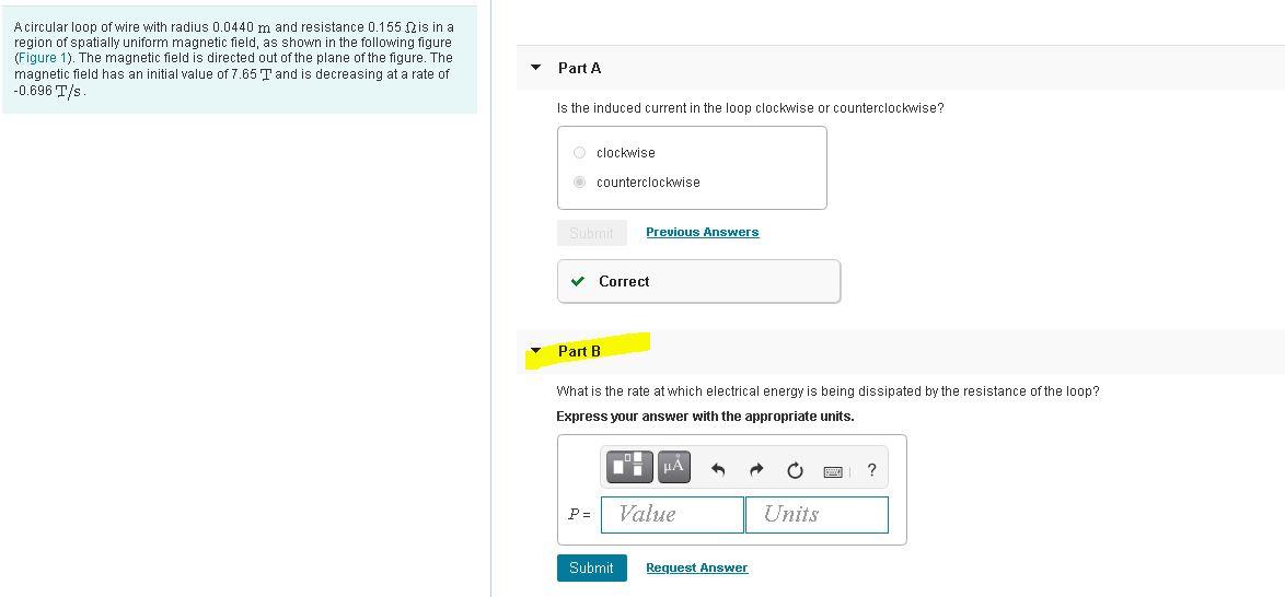 Solved A circular loop of wire with radius 0.0440 m and | Chegg.com