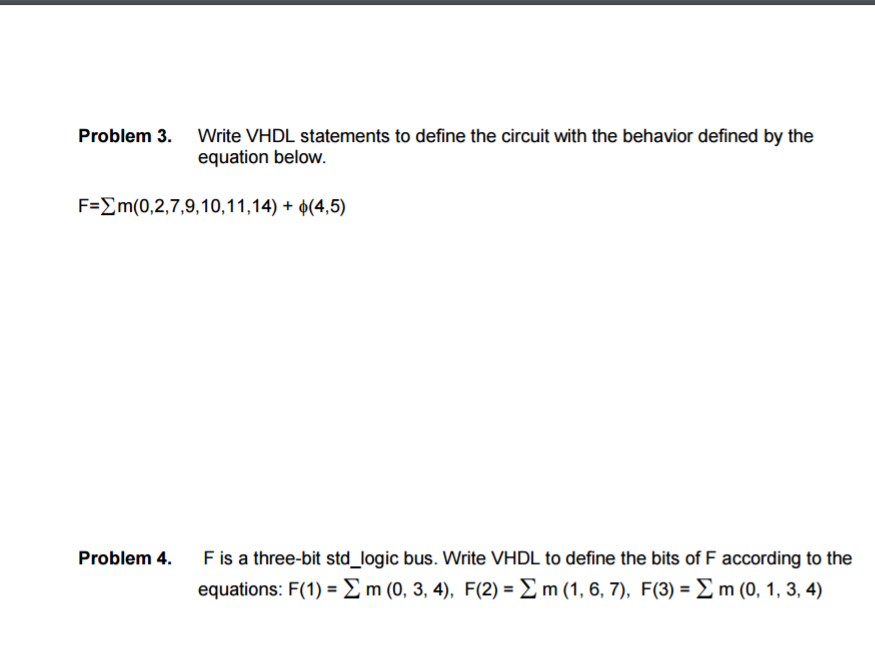 Solved Problem 3. Write VHDL statements to define the | Chegg.com