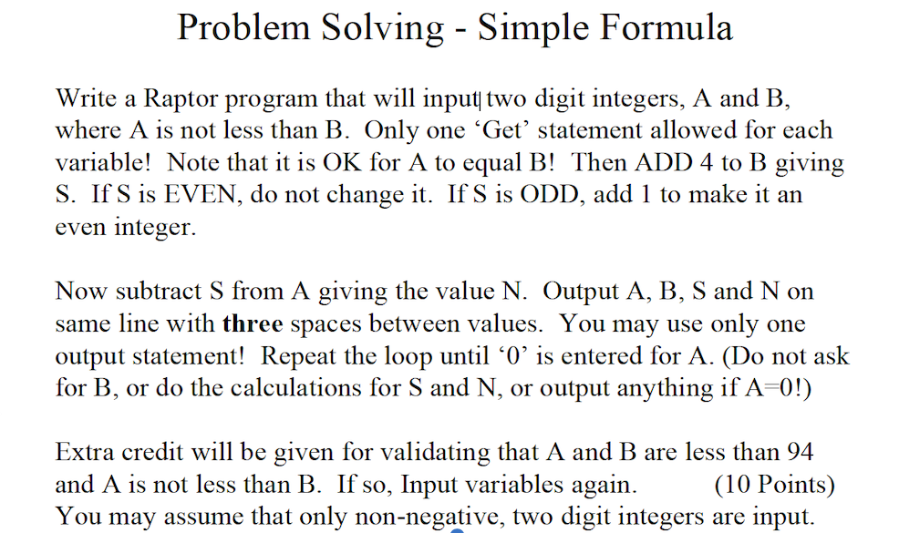 Solved Problem Solving Simple Formula Write A Raptor 7438