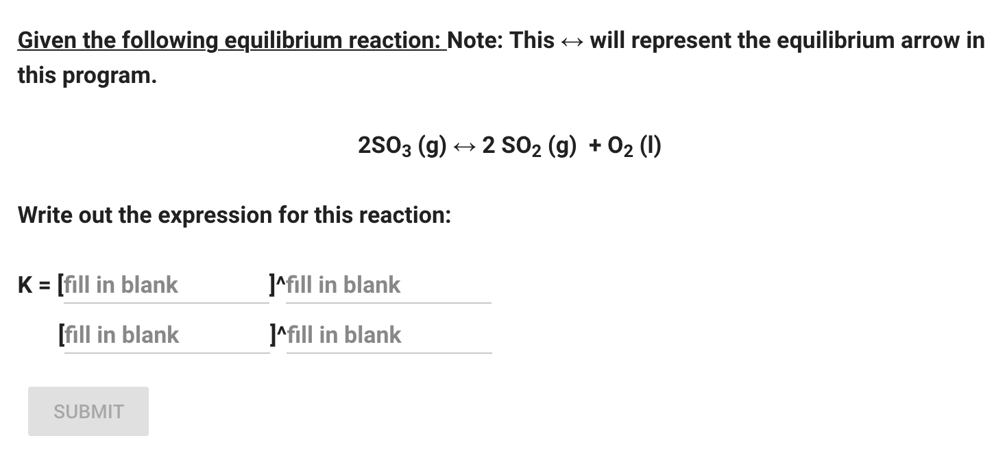 Solved Given the following equilibrium reaction: Note: This | Chegg.com