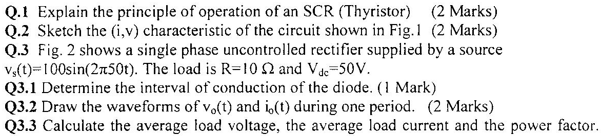 Solved Q.1 Explain the principle of operation of an SCR | Chegg.com