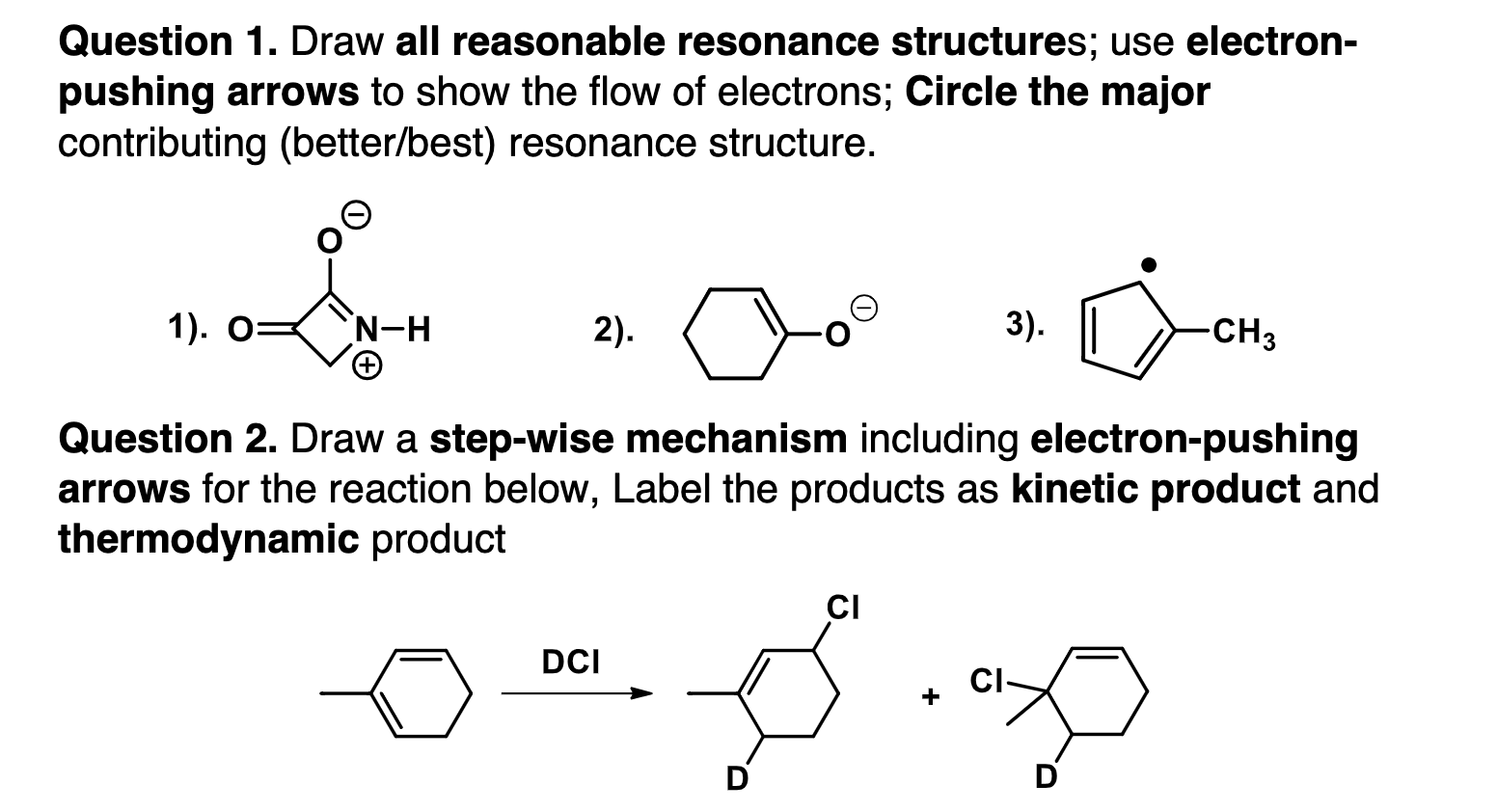 Solved Question 1. Draw all reasonable resonance structures, | Chegg.com