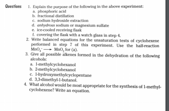 Solved Experiment: Synthesis of Cyclohexene Cyclohexanol | Chegg.com