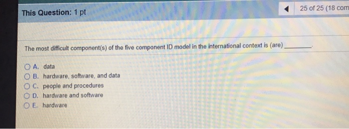 Solved This Question: 1 pt 25 of 25 (18 corm The most | Chegg.com