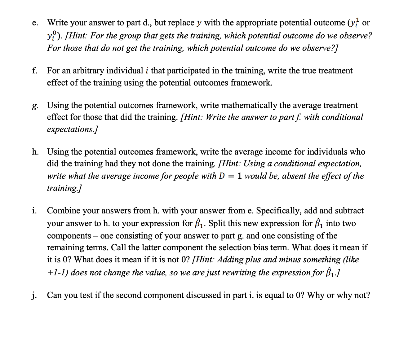Solved Indicator variables, potential outcomes framework, | Chegg.com
