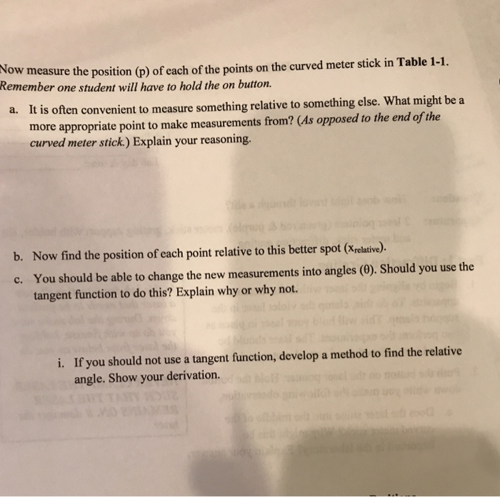 Solved Now measure the position (p of on the curved meter | Chegg.com