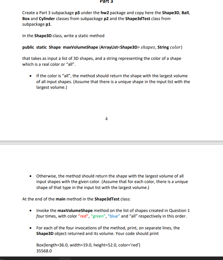 Solved Create a Part 3 subpackage p3 under the hw2 package | Chegg.com
