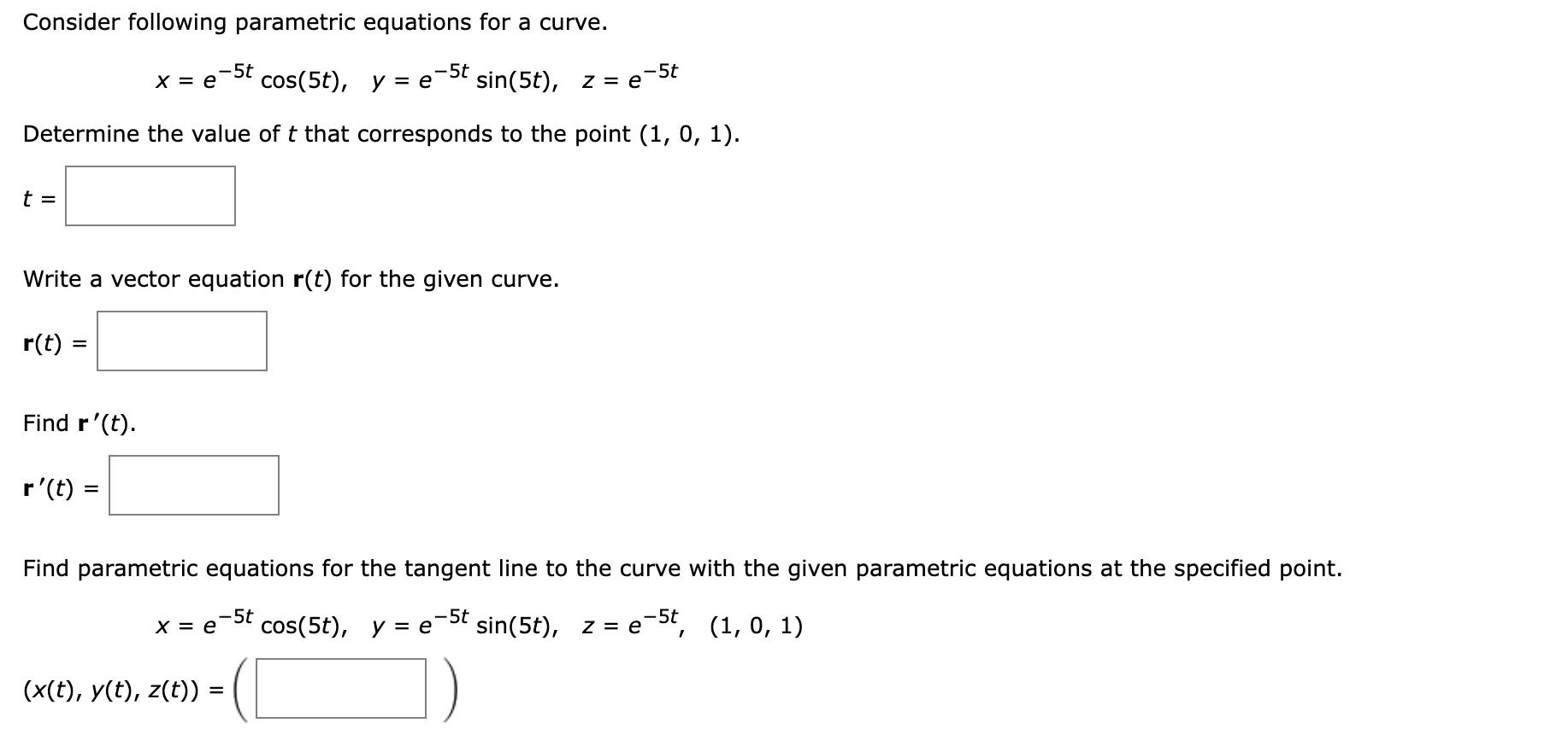 Solved Consider following parametric equations for a curve. | Chegg.com