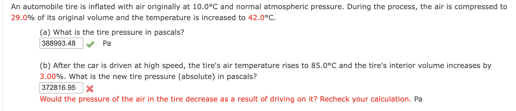 Solved An automobile tire is inflated with air originally at | Chegg.com