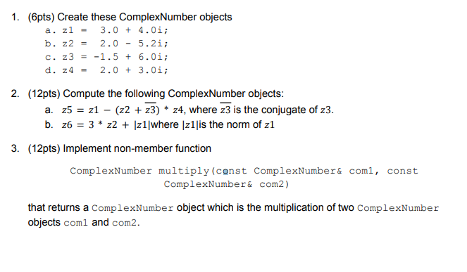 Solved C Using Below Class Class Complexnumber Private 
