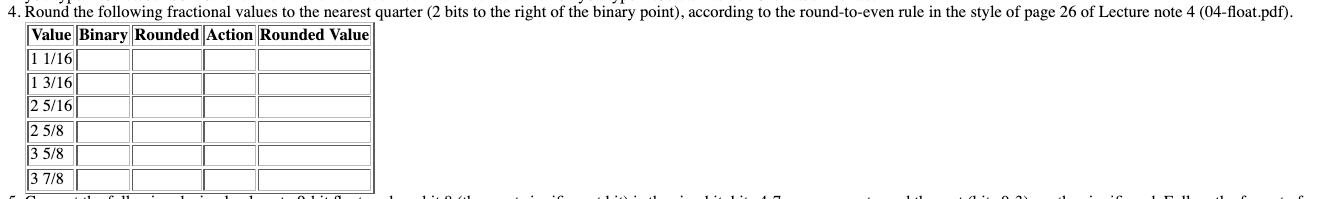 Solved 4. Round the following fractional values to the | Chegg.com