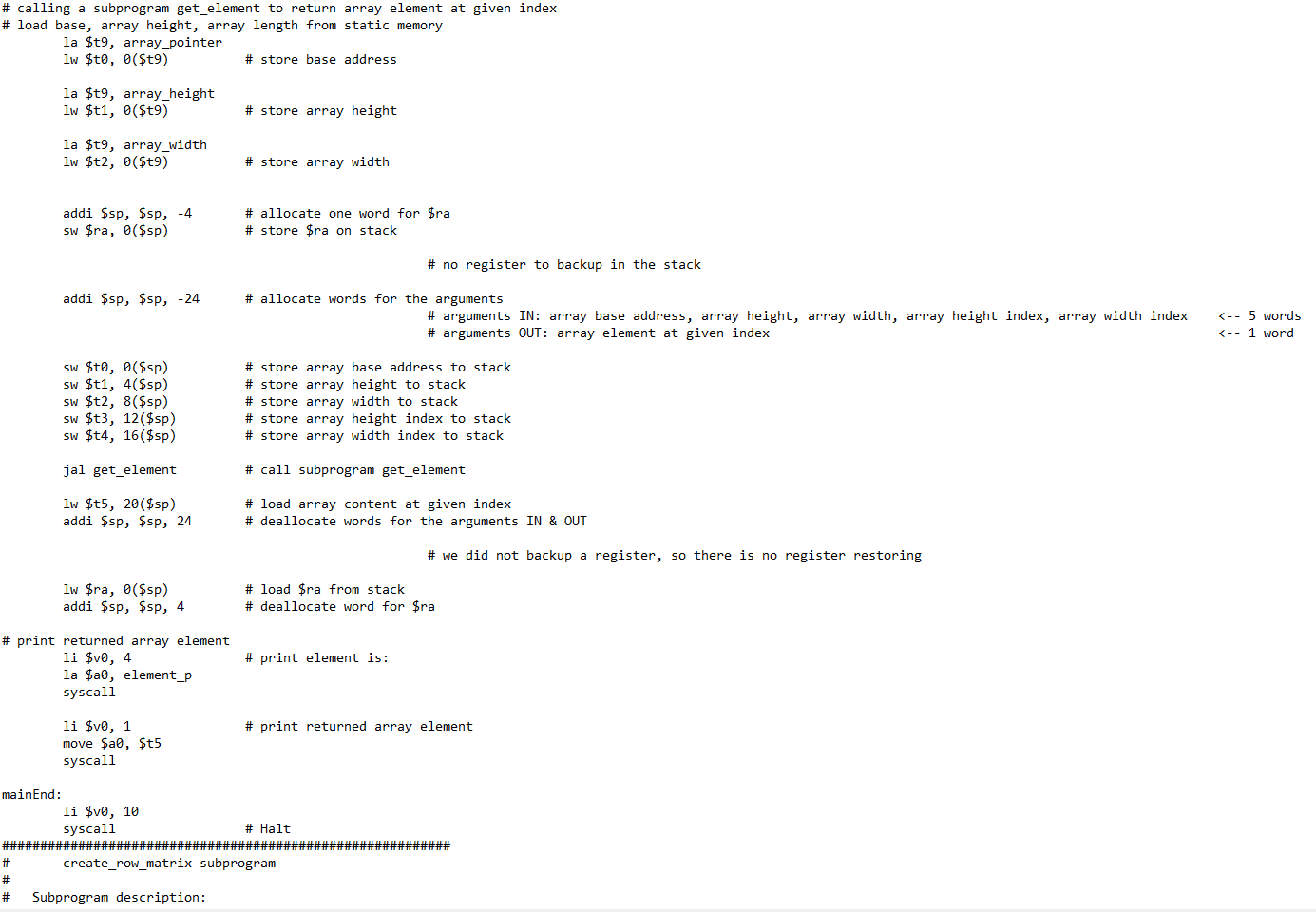 Solved # calling a subprogram get_element to return array | Chegg.com