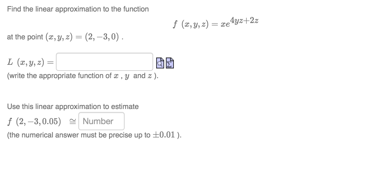 Solved Find the linear approximation to the function f (x, | Chegg.com