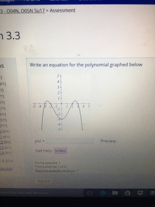 Solved Write an equation for the polynomial graphed below | Chegg.com
