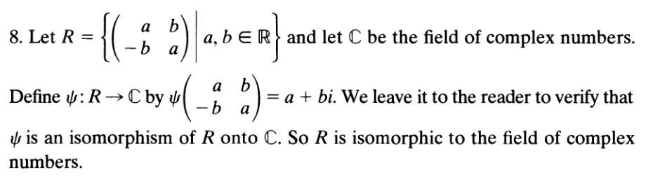Solved 8. Let R={(a−bba)∣a,b∈R} and let C be the field of | Chegg.com