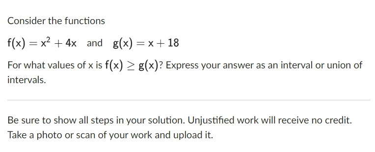 Solved Consider The Functions F X X2 4x And G X X 18 For