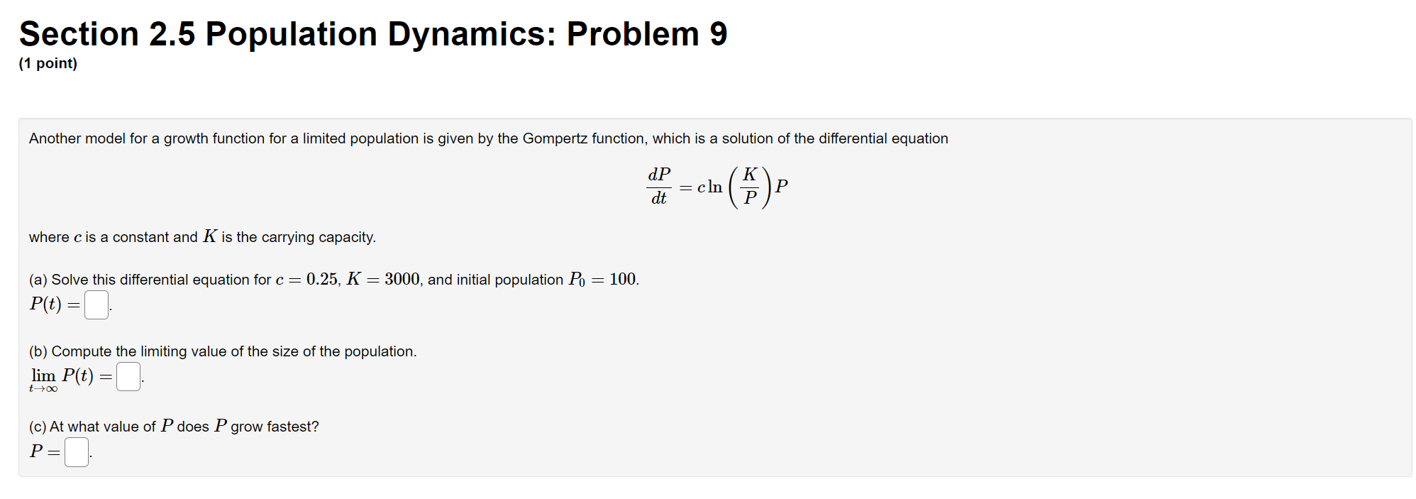 Solved Section 2 5 Population Dynamics Problem 9 1 Point