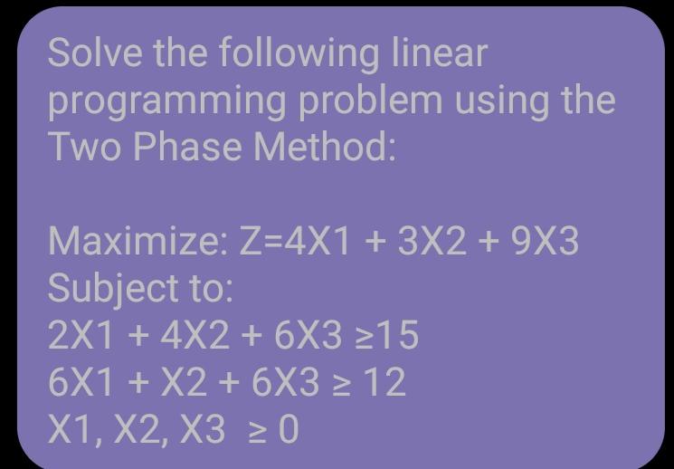 Solved Solve the following linear programming problem using | Chegg.com