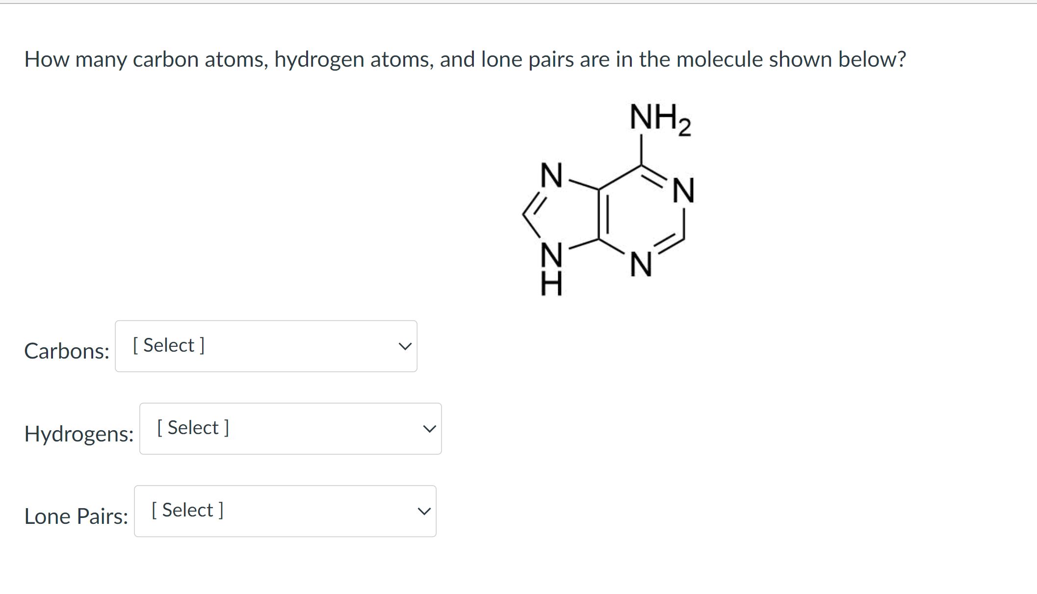 Solved How many carbon atoms, hydrogen atoms, and lone pairs | Chegg.com