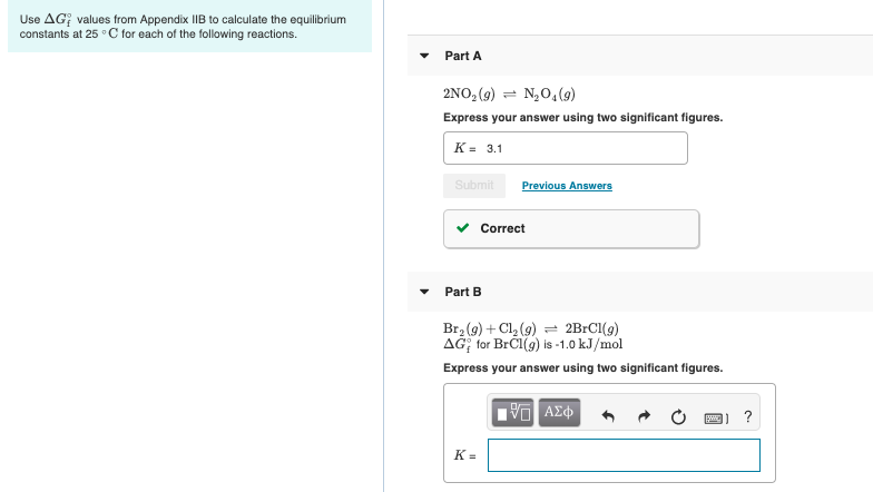 Solved Use Ag Values From Appendix Iib To Calculate The
