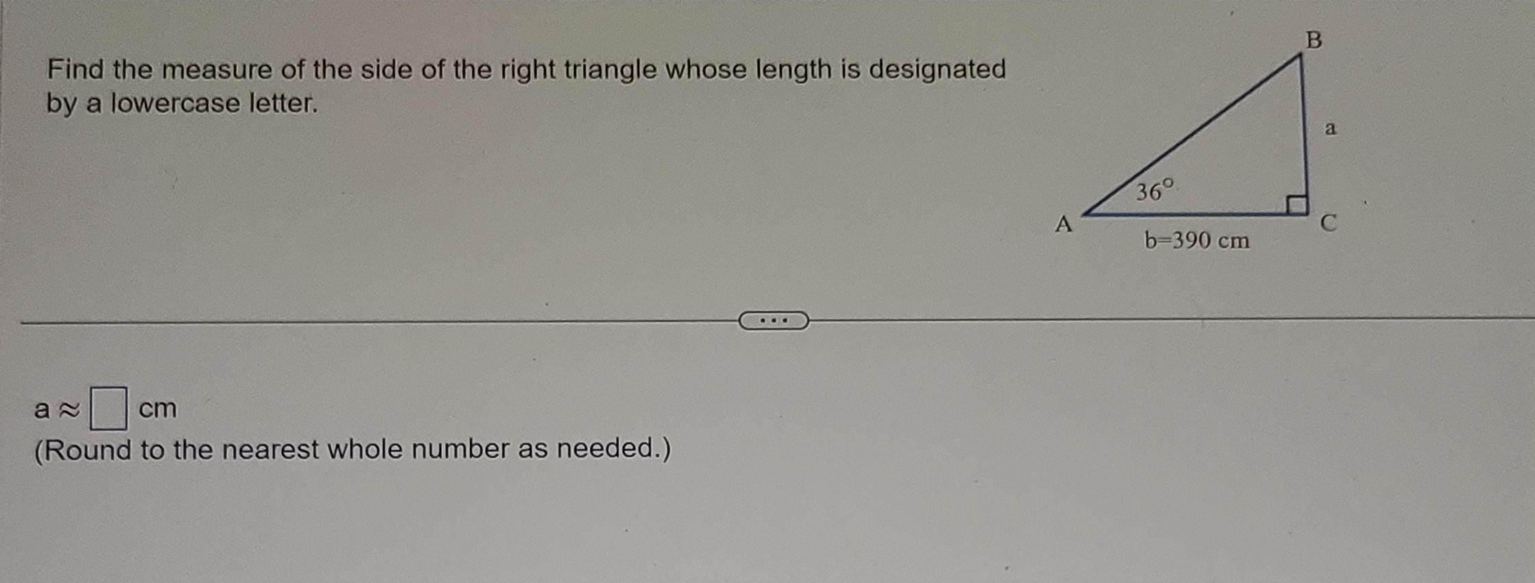 Solved Find the measure of the side of the right triangle | Chegg.com