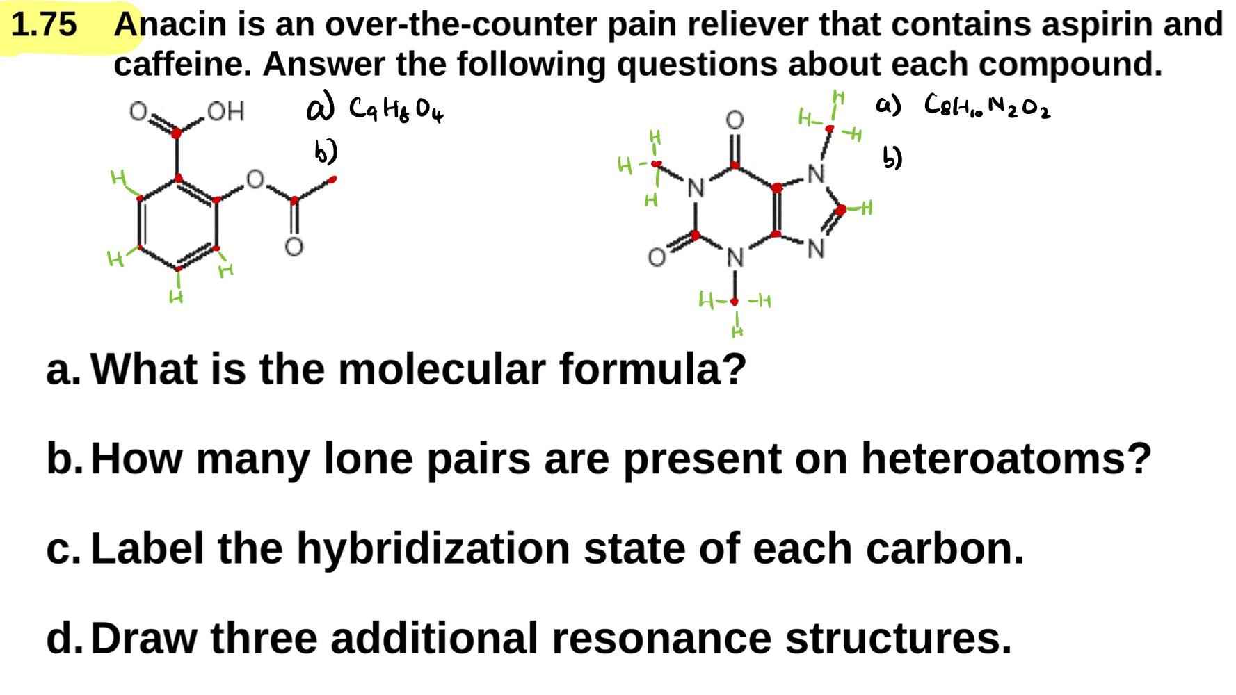 Solved 1.75 Anacin is an over-the-counter pain reliever that | Chegg.com