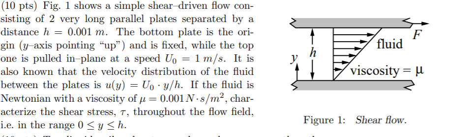 Solved fluid (10 pts) Fig. 1 shows a simple shear-driven | Chegg.com