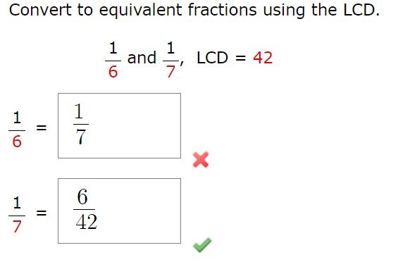 Solved Convert to equivalent fractions using the LCD. 61 and | Chegg.com